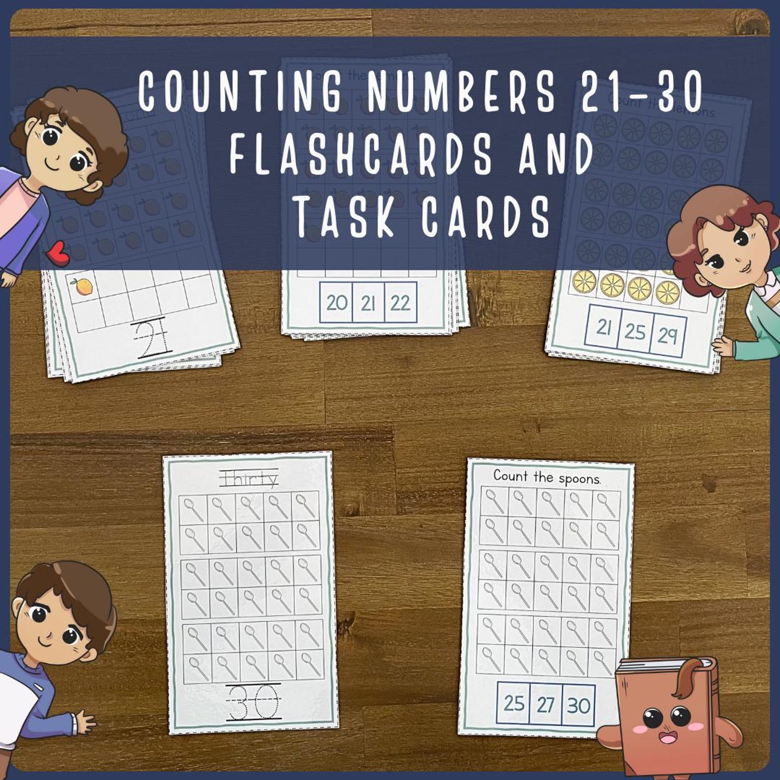 Counting Numbers 21-30 Flashcards and Task Cards / Preschool Printables ...
