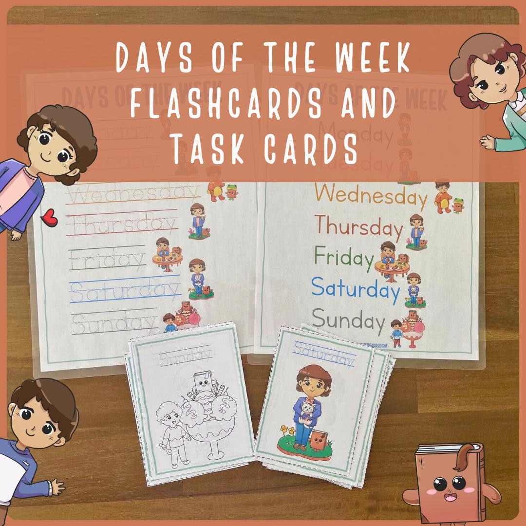 Days of the Week Tracing Flashcards and Task Cards / Preschool ...