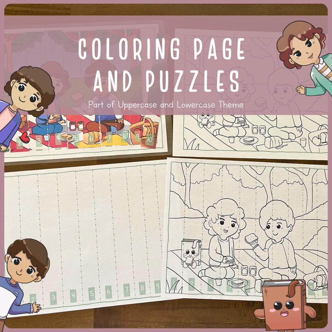 Coloriage et casse-têtes sur le thème des majuscules et des minuscules ...