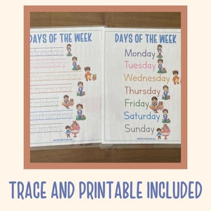 Days of the Week Tracing Flashcards and Task Cards / Preschool ...