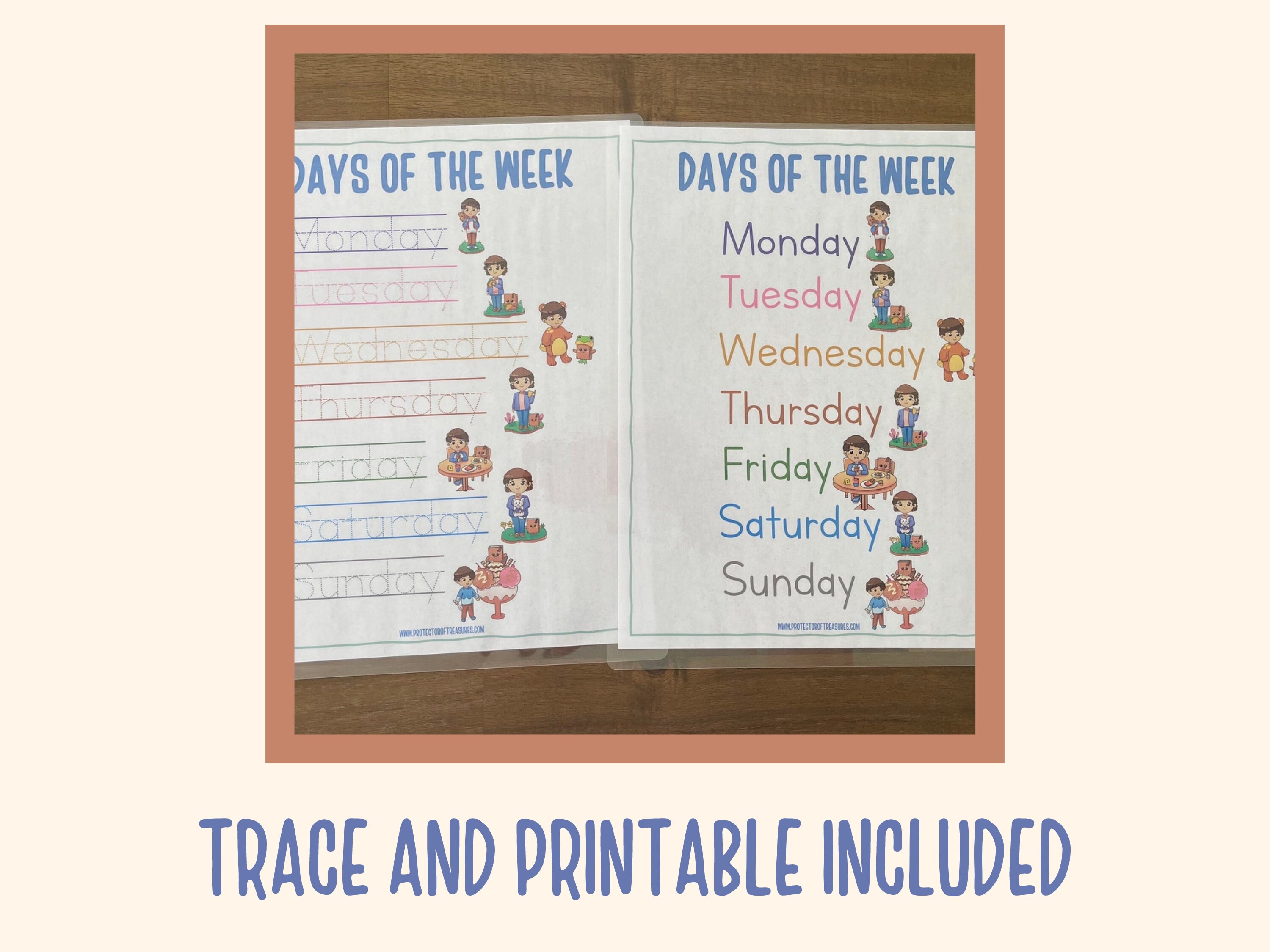 Days of the Week Tracing Flashcards and Task Cards / Preschool ...