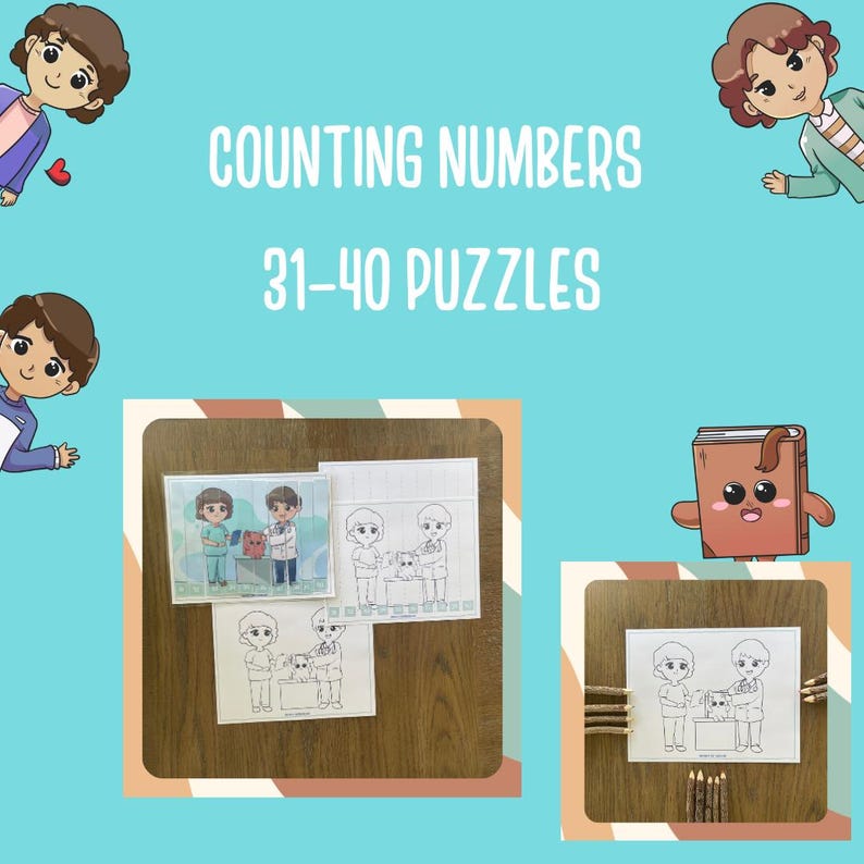 Counting Numbers 31-40 Coloring Page and Puzzles / Preschool Printables ...