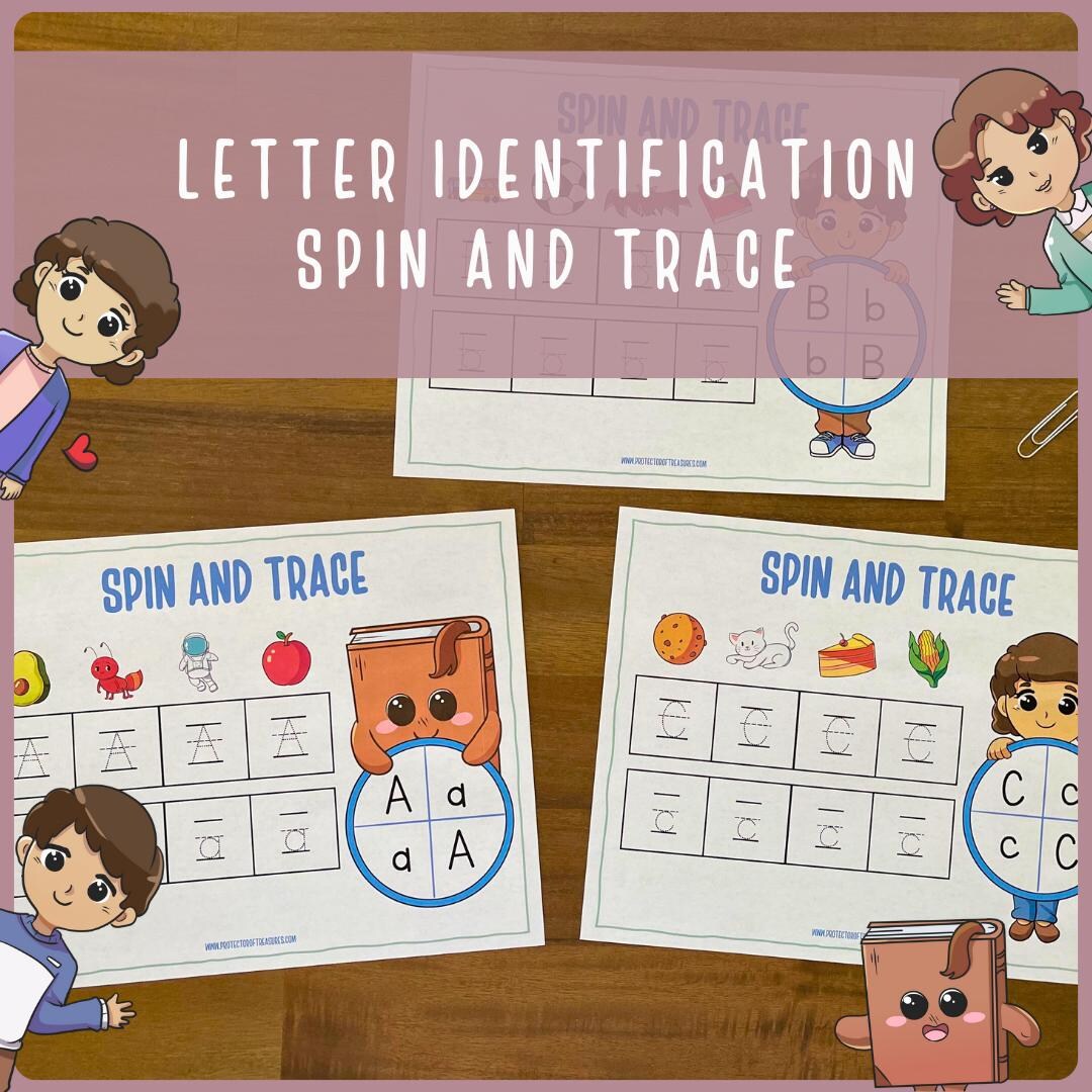 Letter Identification Spin and Trace / Preschool Printables ...
