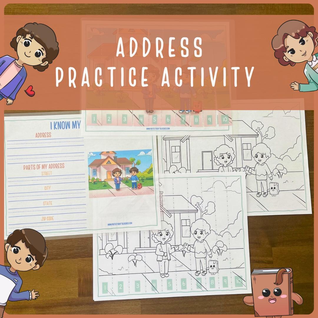Address Practice Activity With Coloring Page and Puzzles / Preschool ...