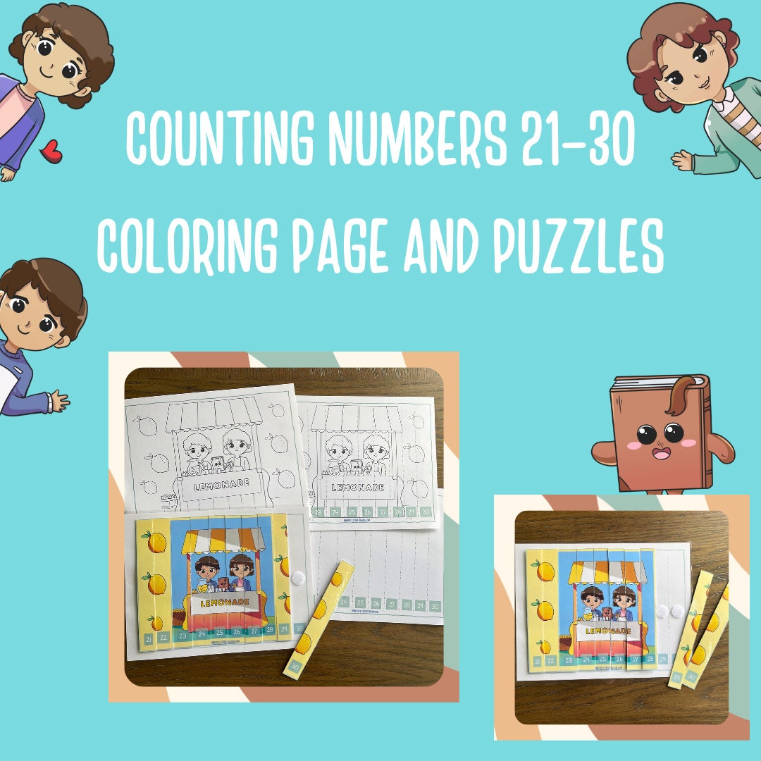 Counting Numbers 21-30 Coloring Page and Puzzles / Preschool Printables ...