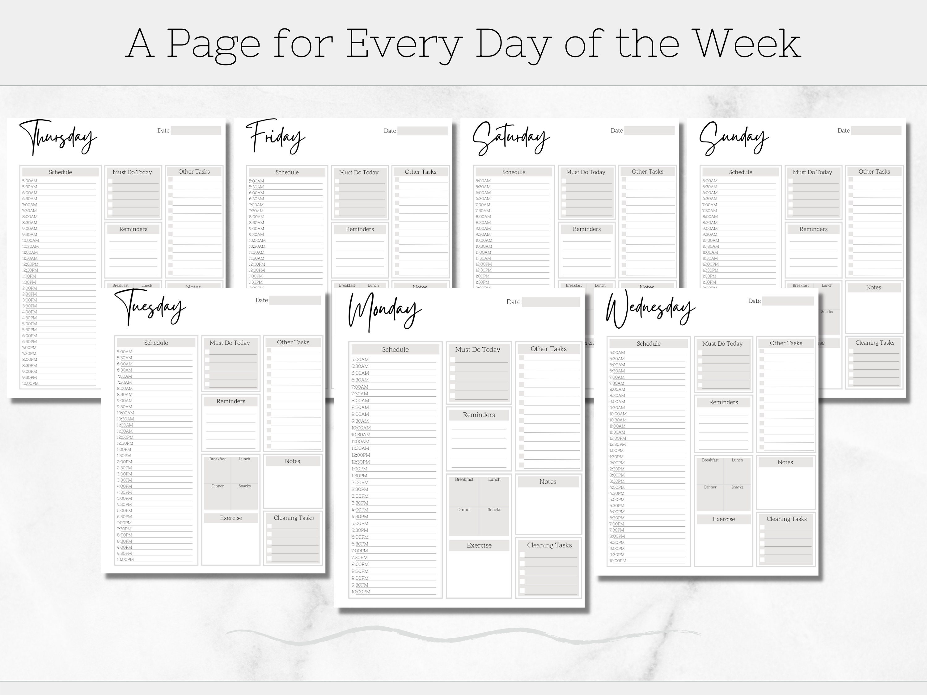 Printable Daily Planner Printable Daily Schedule Weekly Planner