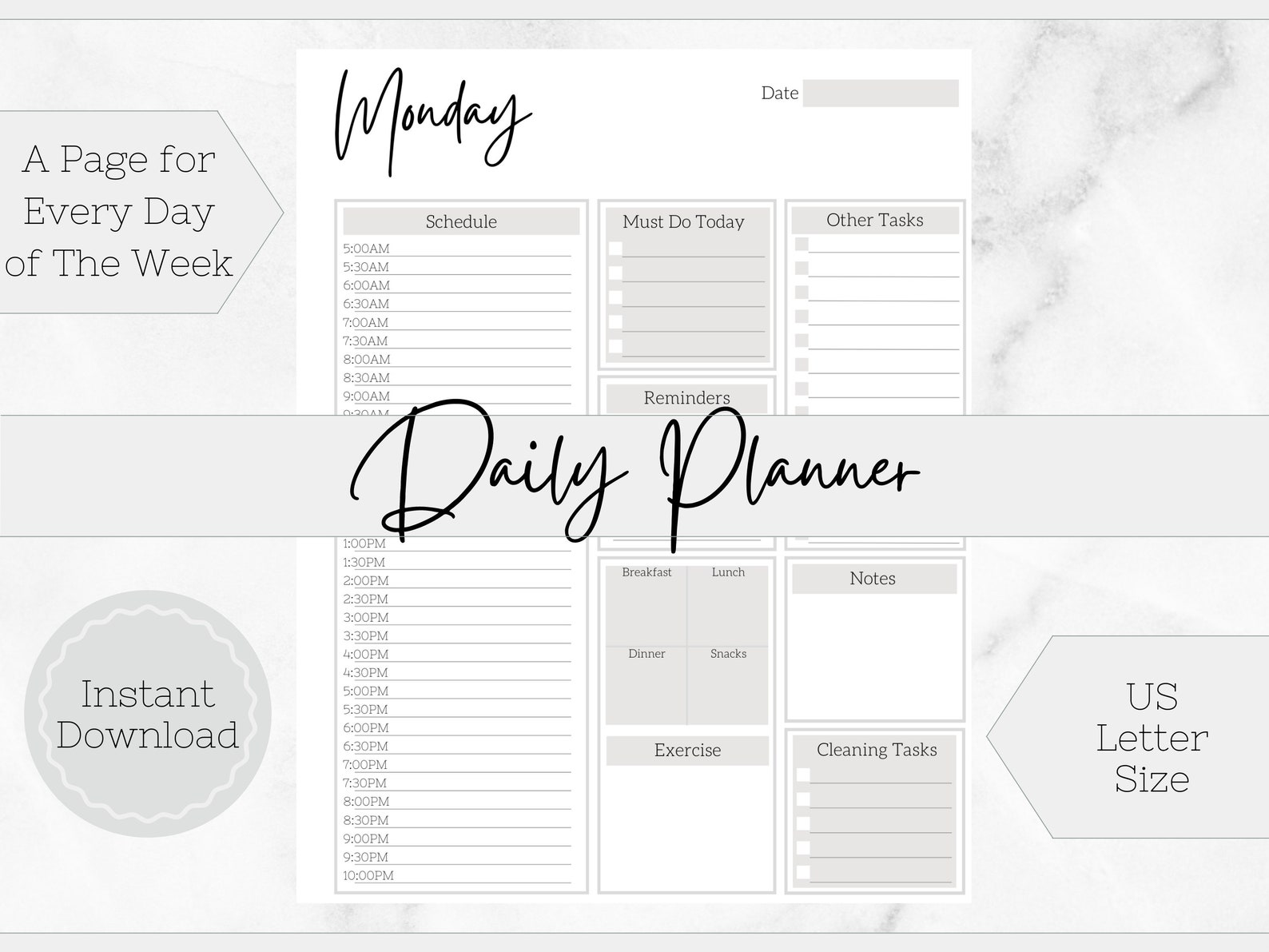 Printable Daily Planner Printable Daily Schedule Weekly Planner