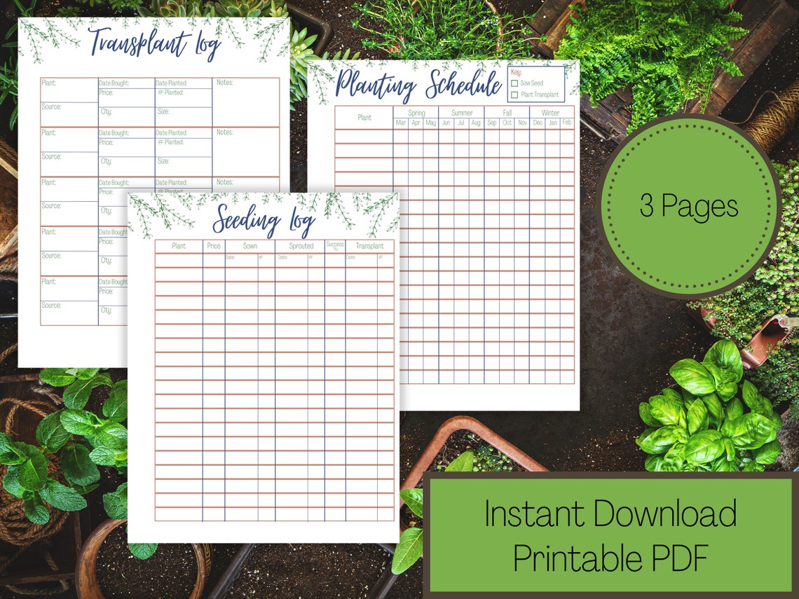 Printable Planting Schedule Planting Log Seed Starting Log - Etsy Canada