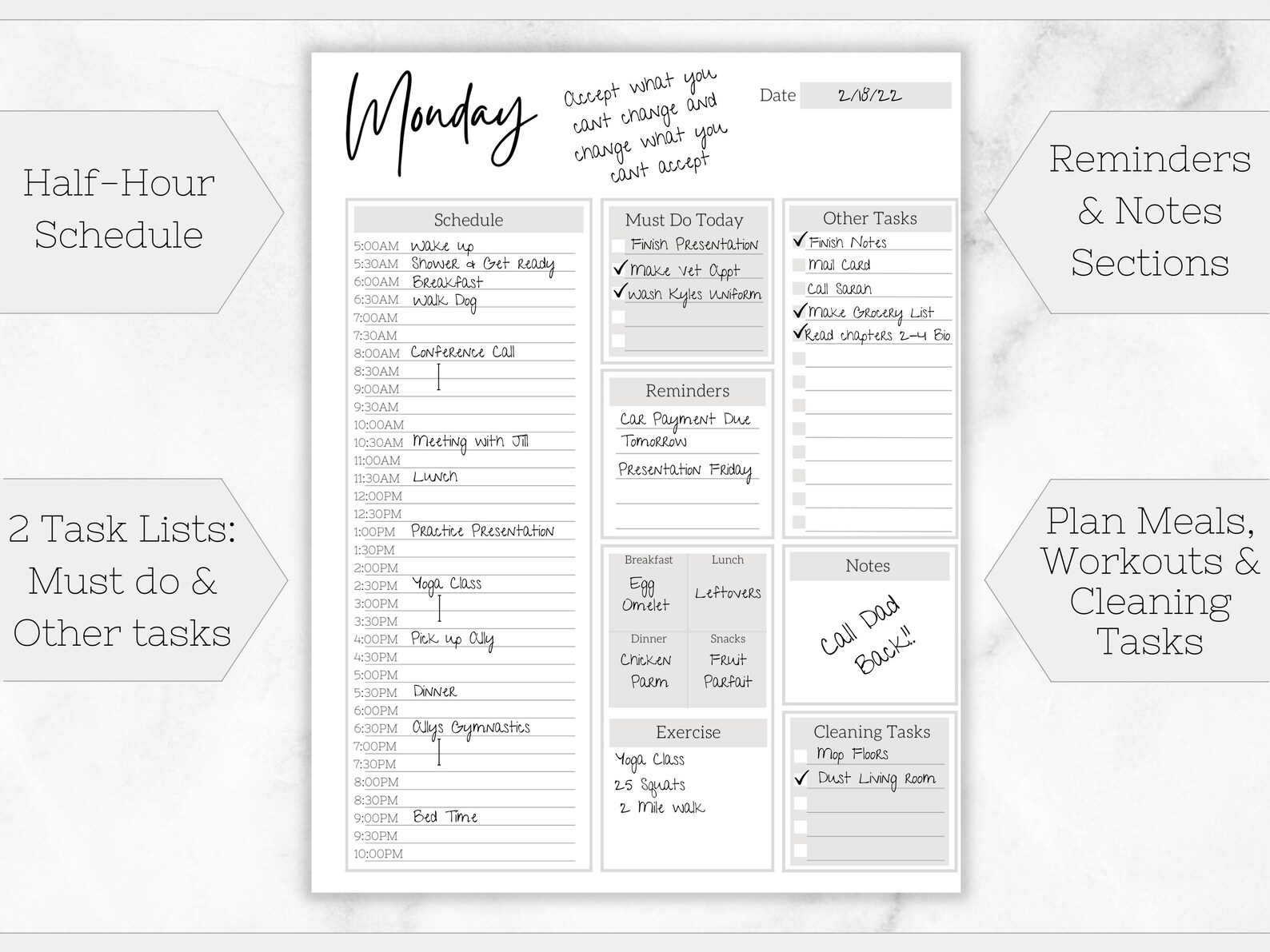 Printable Daily Planner Printable Daily Schedule Weekly Planner