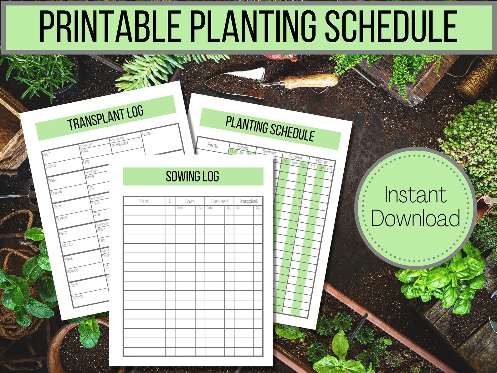 Printable Planting Schedule Planting Log Seed Starting Log - Etsy