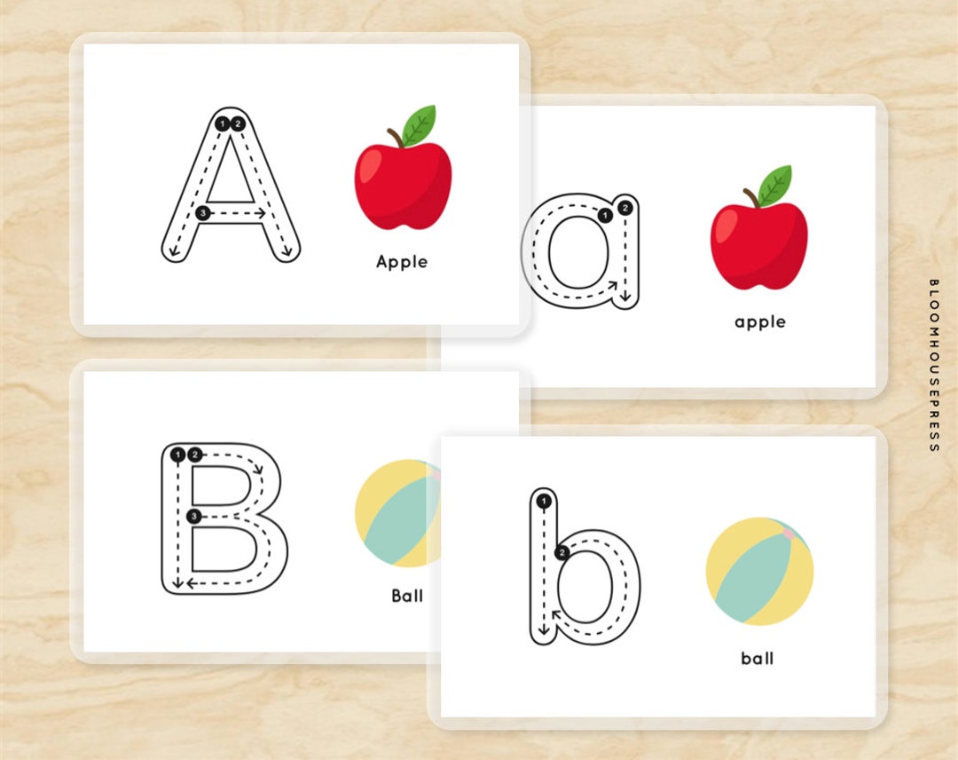Alphabet Outline Tracing Cards Letters ABC Flashcards Learning Letter ...