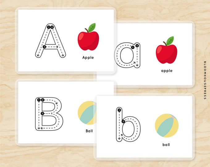 Cursive Cards Alphabet Outline Tracing Letters Flashcards Learning Play ...