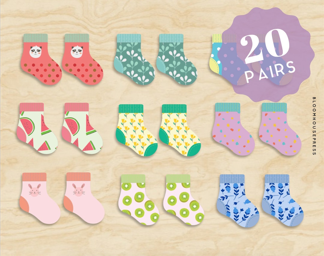 Matching Socks Game Montessori Cards Pattern Matching Sorting Memory ...