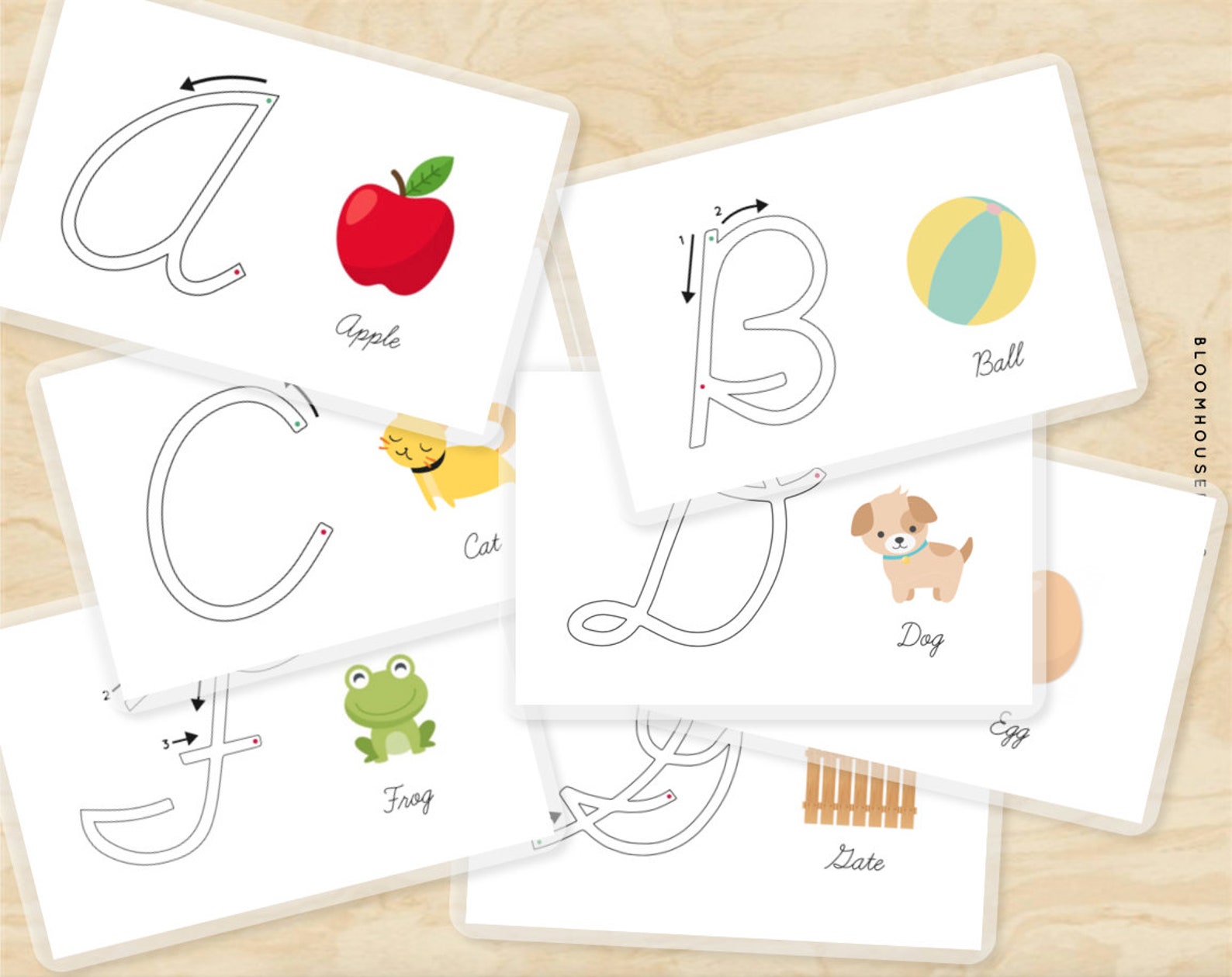 Cursive Cards Alphabet Outline Tracing Letters Flashcards - Etsy