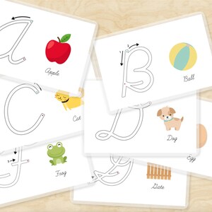 Cursive Cards Alphabet Outline Tracing Letters Flashcards Learning Play ...
