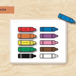 Crayons Color Matching 5 Languages: English, Spanish, French, Mandarin ...