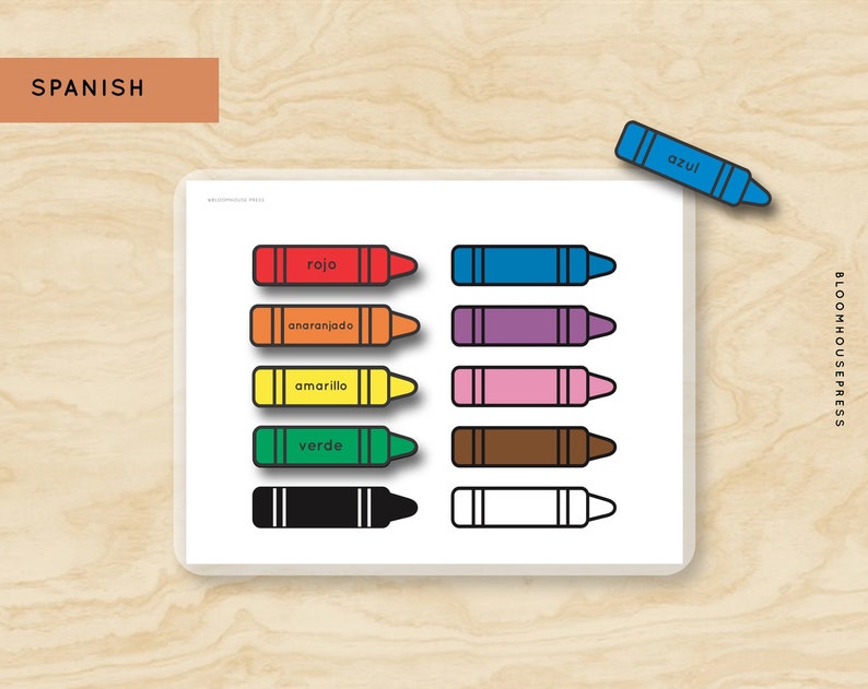 Crayons Color Matching 5 Languages: English Spanish French - Etsy