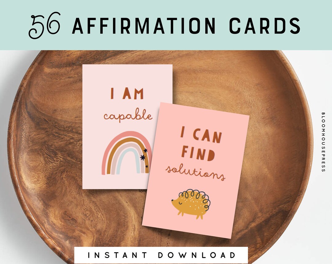 56 Positive Affirmation Cards for Kids Toddlers Printable Encouragement ...