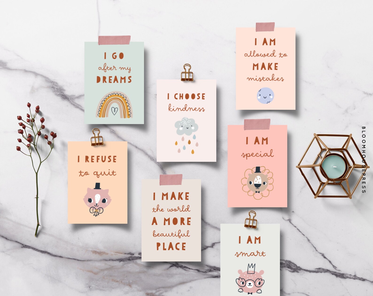 56 Positive Affirmation Cards for Kids Toddlers Printable Encouragement ...