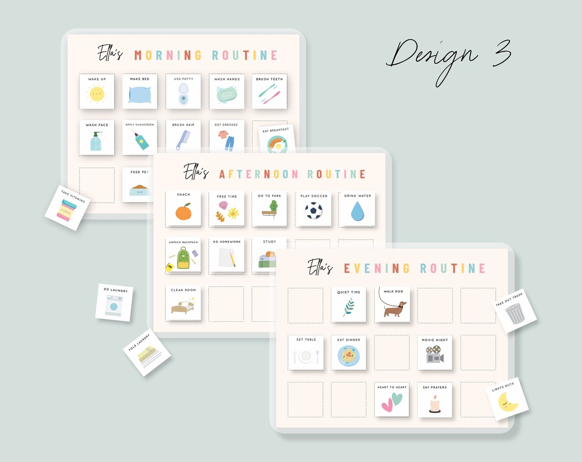 Daily Visual Routine Chart with Cards Morning Afternoon | Etsy