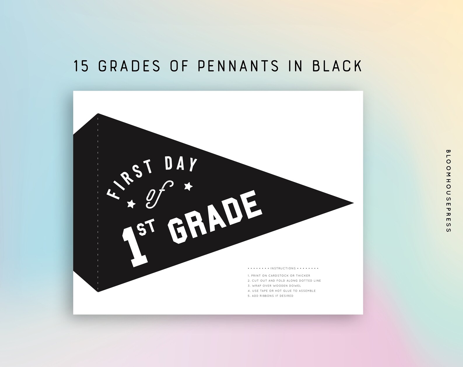 First Day of School Pennant 30 Printable Flags Sign Prop Pre-k ...