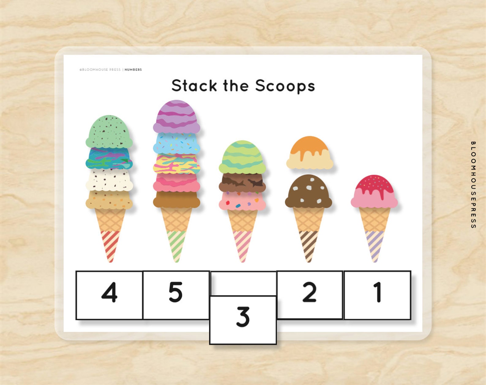 Ice Cream Scoops Counting Numbers 1-5 Stacking Learning to - Etsy