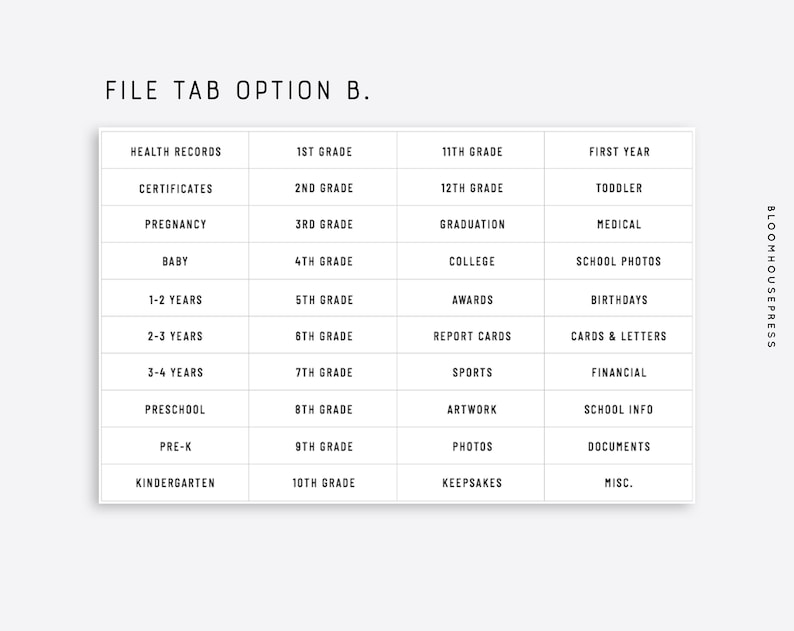 Editable File Tab Labels: Milestone Filing System (PDF) - Etsy