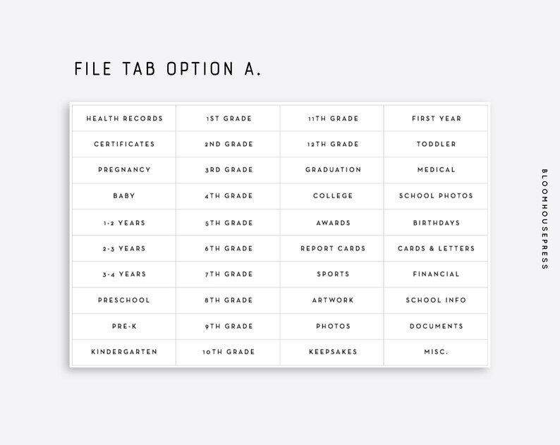 Editable File Tab Labels: Milestone Filing System (PDF) - Etsy