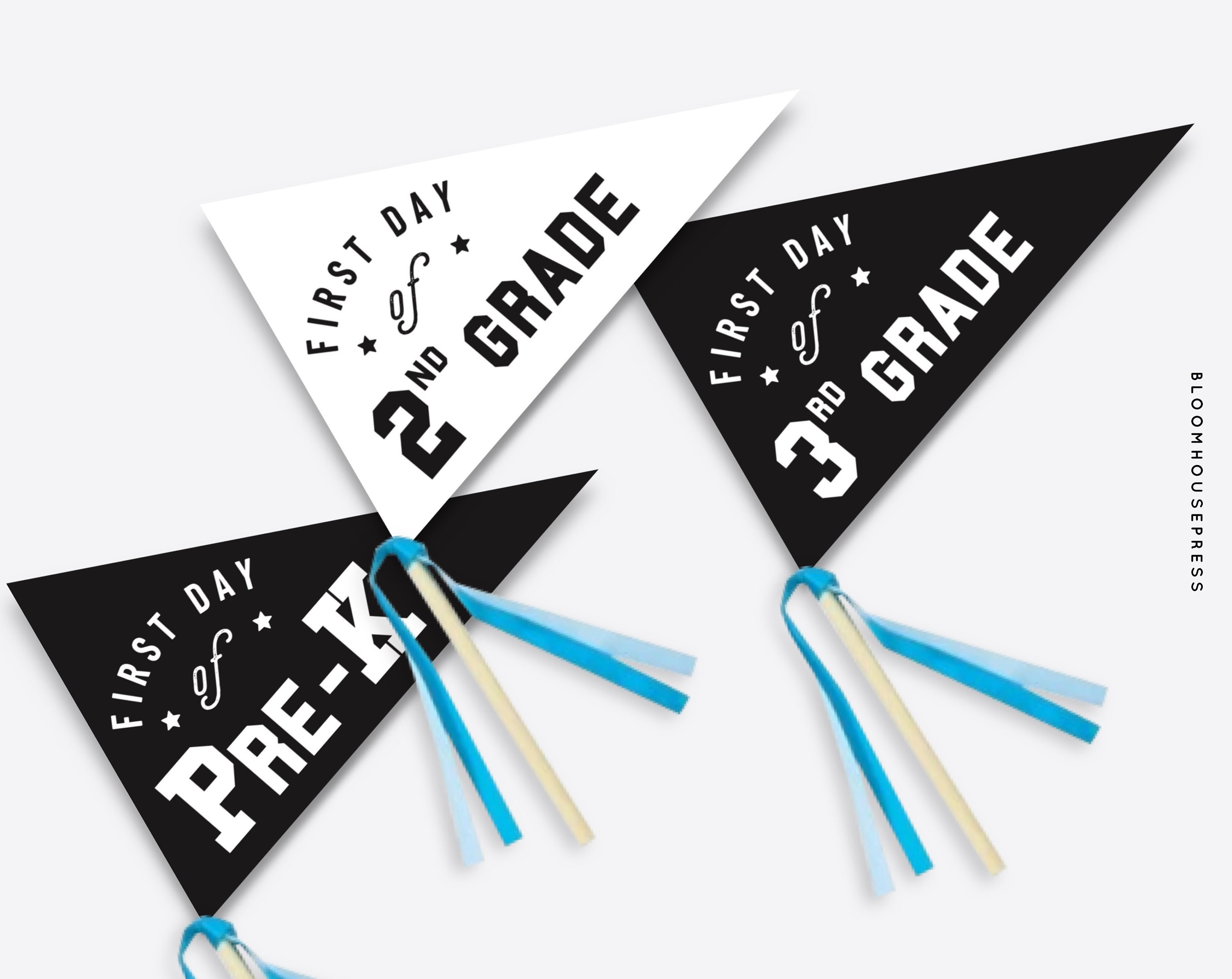 First Day of School Pennant 30 Printable Flags Sign Prop Pre-k ...