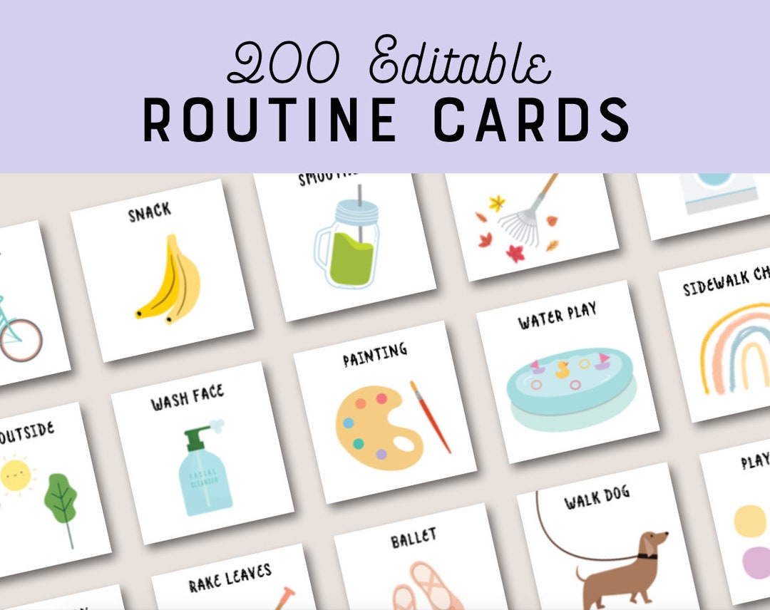 Editable Daily Visual Routine Cards Schedule for Kids Toddlers ...