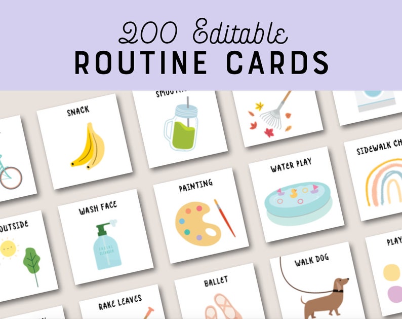 Editable Daily Visual Routine Cards Schedule for Kids Toddlers ...