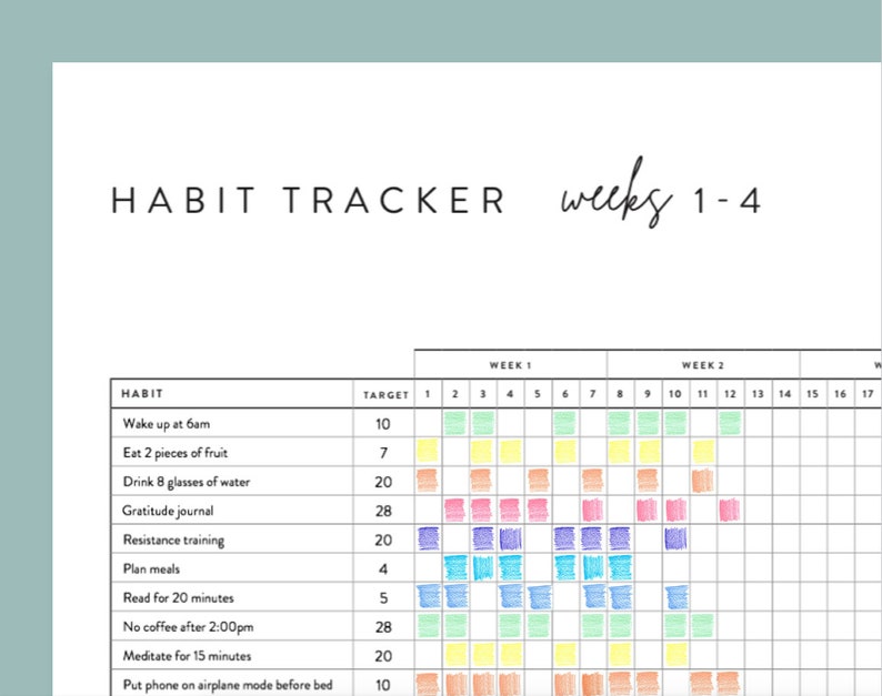 Habit Tracker Printable Template Monthly Routine Tracking Goal - Etsy
