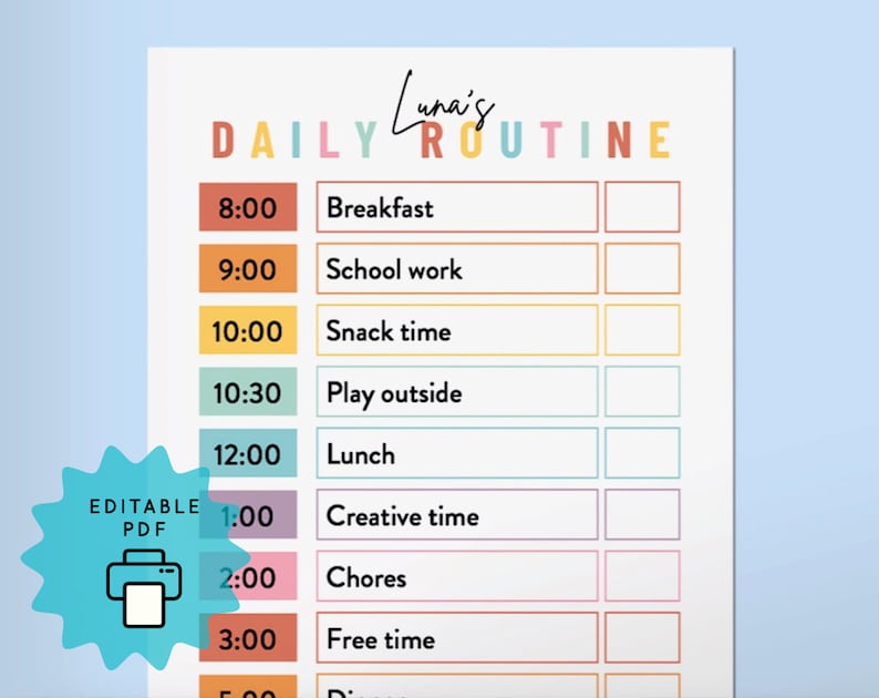 Daily Routine Chore Chart for Kids Responsibility Checklist My | Etsy