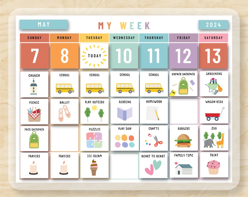 Editable Weekly Visual Routine Chart With Cards Schedule for - Etsy
