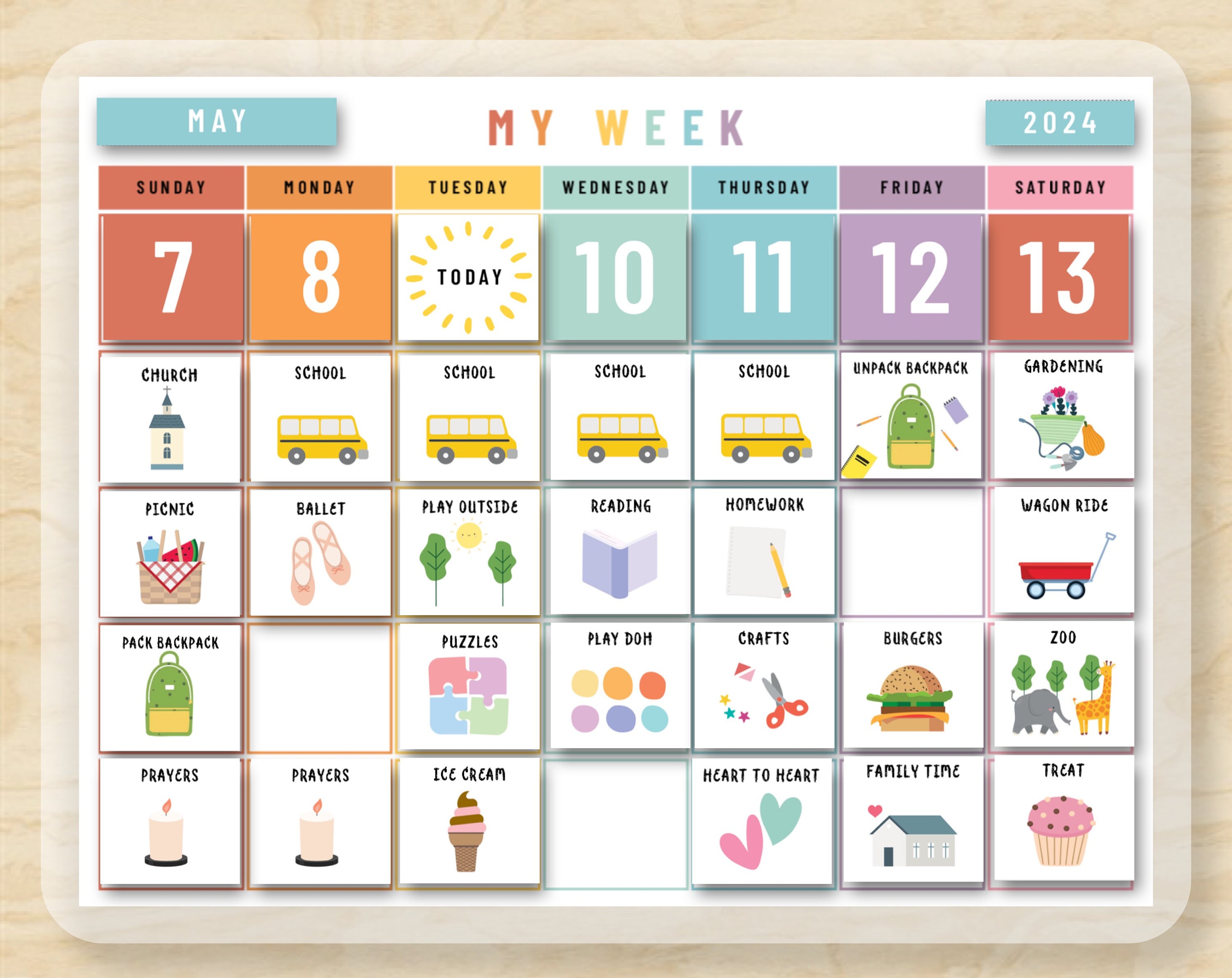 Editable Weekly Visual Routine Chart With Cards Schedule for - Etsy UK