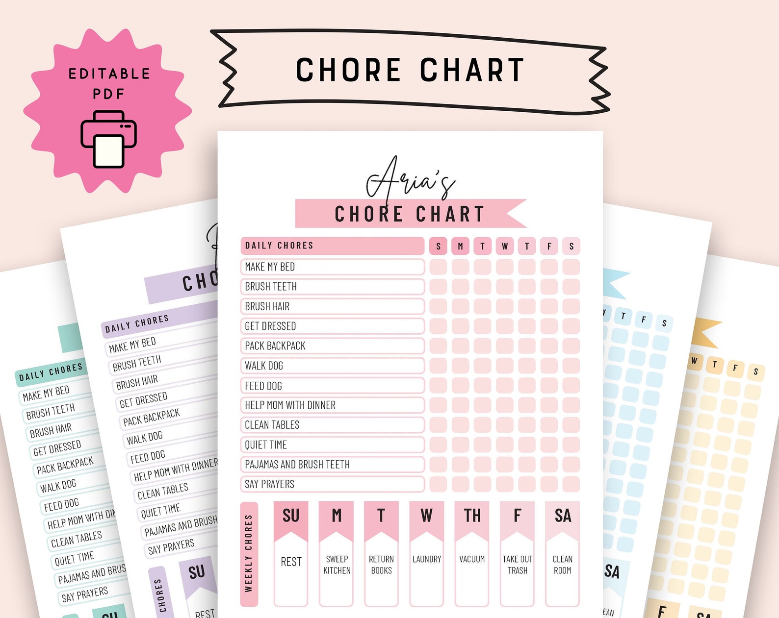 Chore Chart for Multiple Kids Toddler Editable Template Daily - Etsy