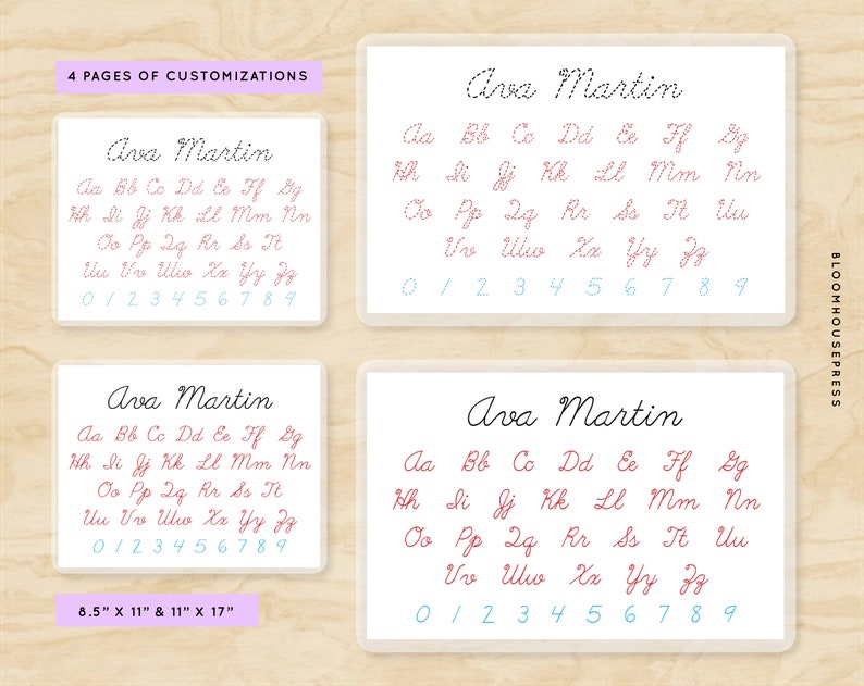 Cursive Name Writing Customized Personalized Tracing Alphabet - Etsy