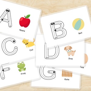 Alphabet Outline Tracing Cards Letters ABC Flashcards Learning Letter ...