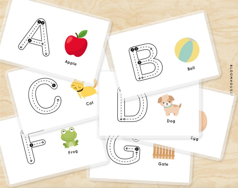 Alphabet Outline Tracing Cards Letters ABC Flashcards Learning - Etsy