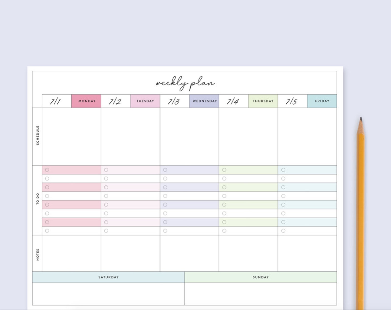 Weekly Planner to Do List Family Kids Schedule Printable Digital Simple ...