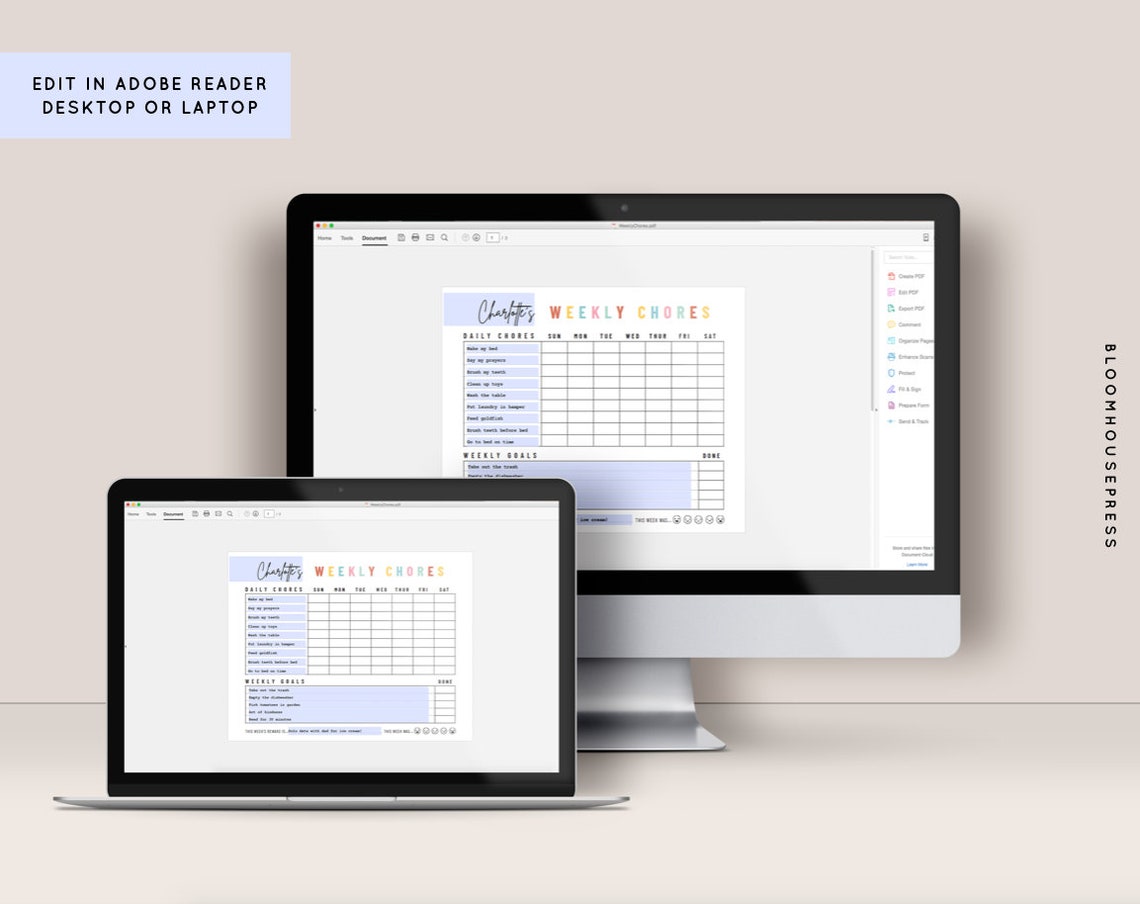 Weekly Daily Chore Chart for Kids Responsibility Chart - Etsy