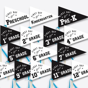 First Day of School Pennant 30 Printable Flags Sign Prop Pre-k ...
