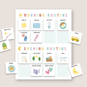 Editable Morning Evening Daily Visual Routine Chart Cards Schedule for ...