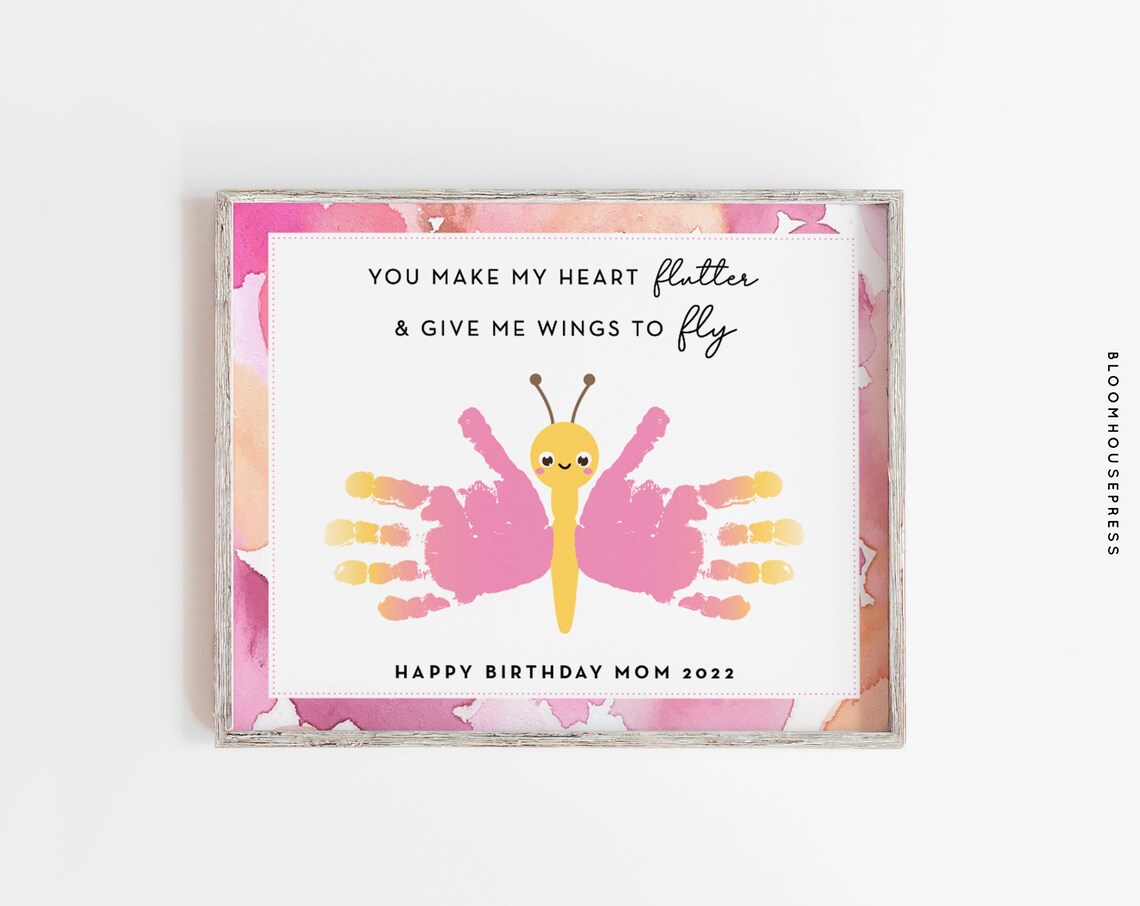 Kids Handprint Art Butterfly Gift Footprint Art Birthday Thank | Etsy