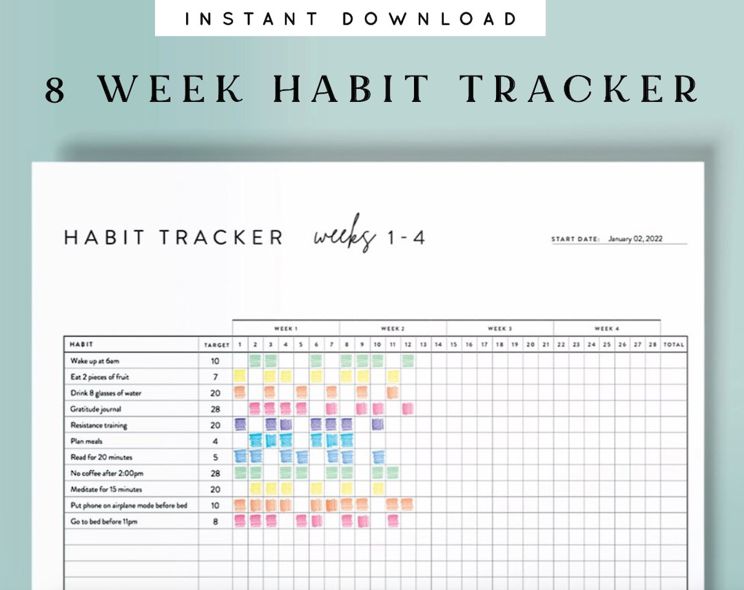 8-week Habit Tracker Printable: Editable Goal Planner (PDF) - Etsy