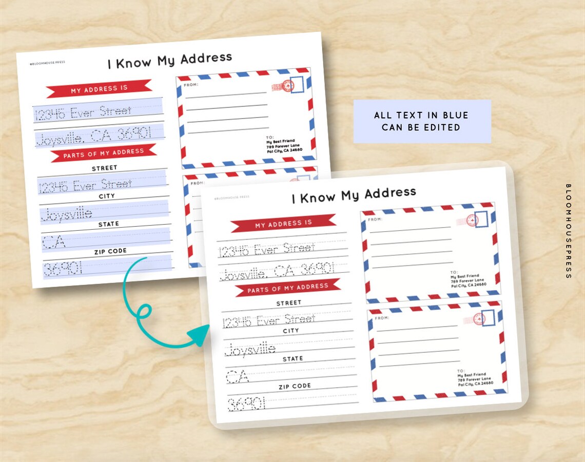 Address Kids Worksheet Address Practice Learning Life Skills | Etsy