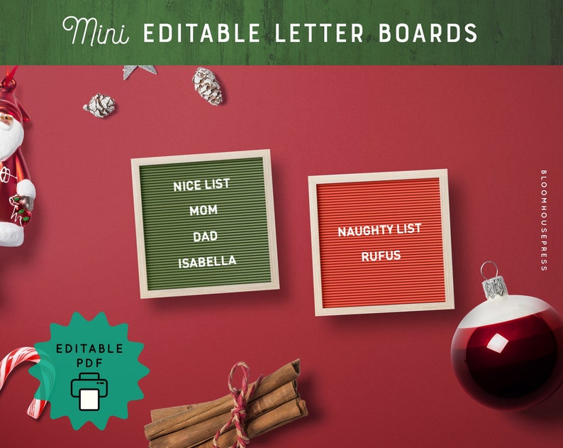 Mini Letter Board Printable Editable Red & Green Mini Signs | Etsy
