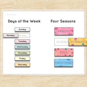 Perpetual Calendar Morning Board Weather Seasons US Holidays Months of ...