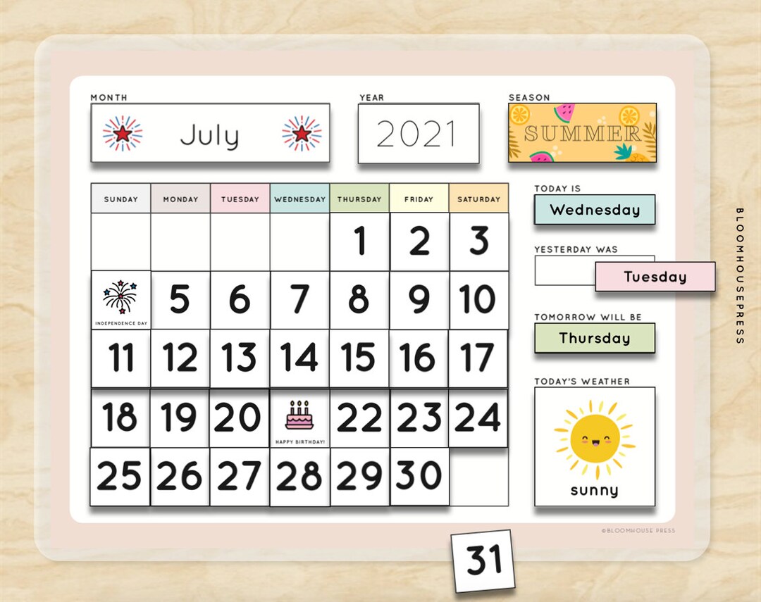 Homeschool Perpetual Calendar: Weather, Seasons, and US Holidays (PDF ...