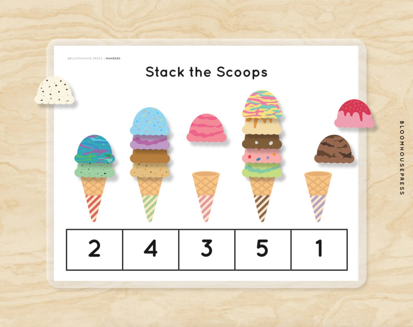 Ice Cream Scoops Counting Worksheet: Preschool Learning (PDF Printable ...